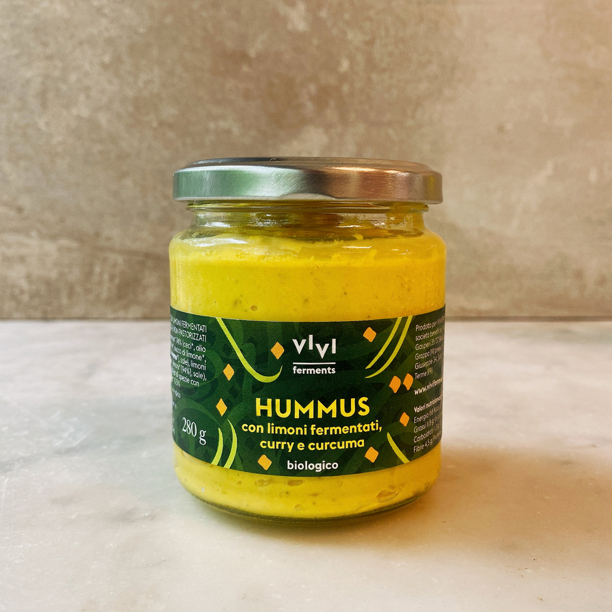 HUMMUS CON LIMONI FERMENTATI, CURRY E CURCUMA biologico – VIVI ferments